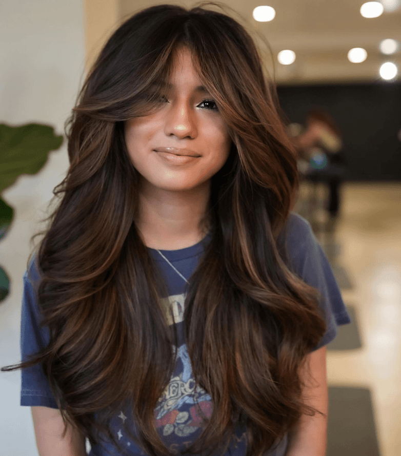 25 Long Layered Hairstyles With Side Bangs